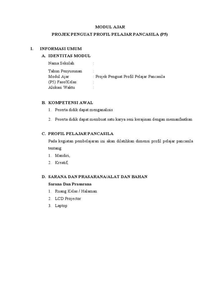Modul Ajar P5 Tema Kewirausahaan | PDF