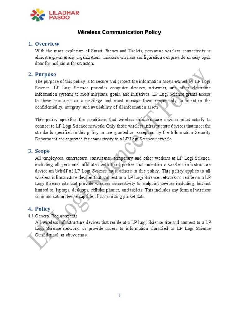IT Security Policy Template Mobile Device Policy LPLS | PDF | Computer ...