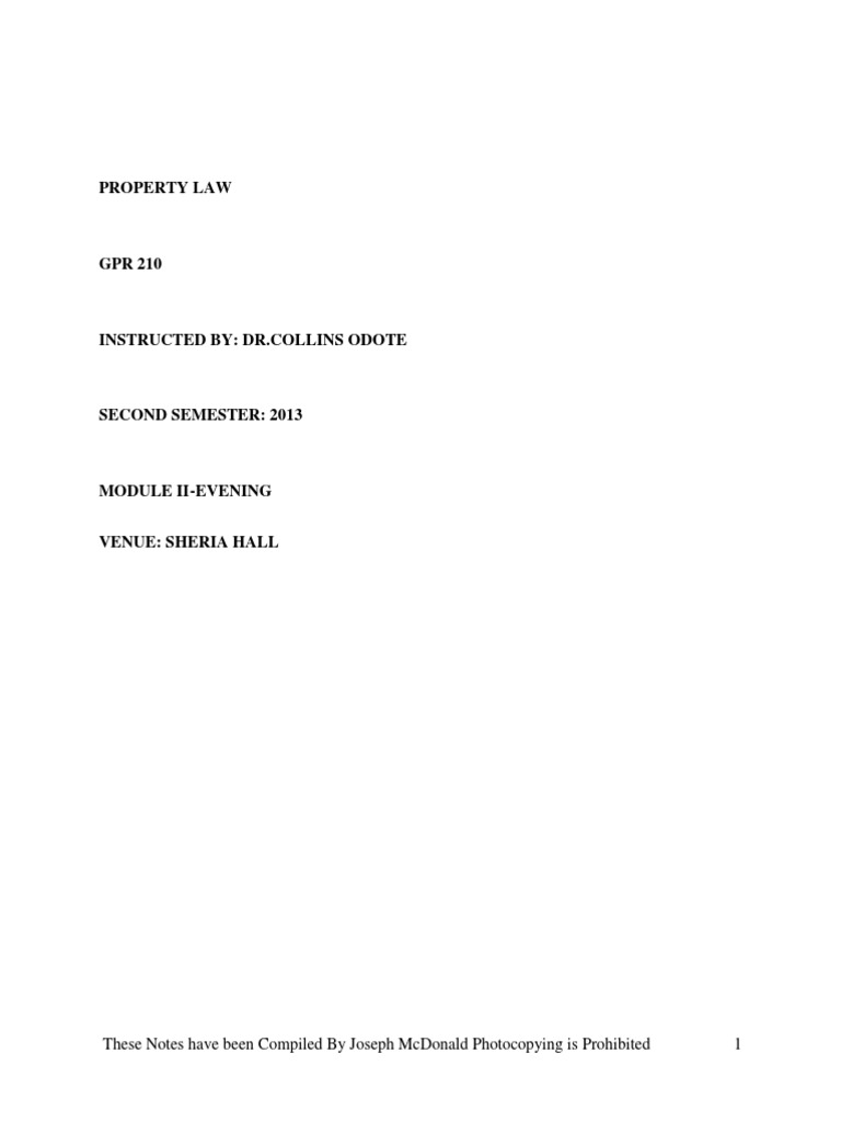 Property Law Notes | PDF | Property | Ownership