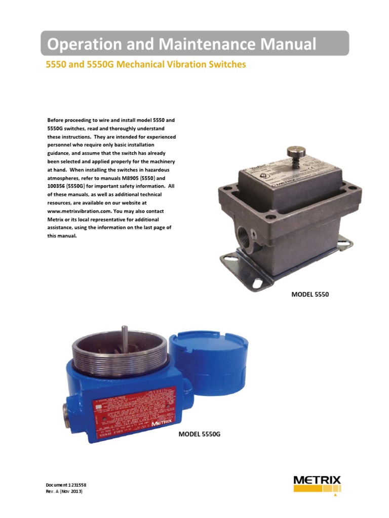 Metrix 5550/5550G Vibration Switch Manual | PDF | Home & Garden