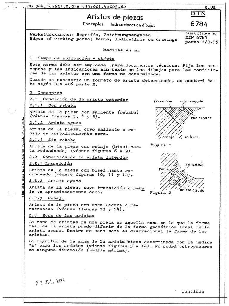 DIN 6784 - 1982 - Aristas | PDF