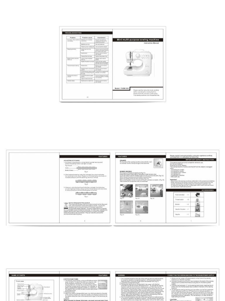 Sewing Machine 505A - Manual - EN | PDF