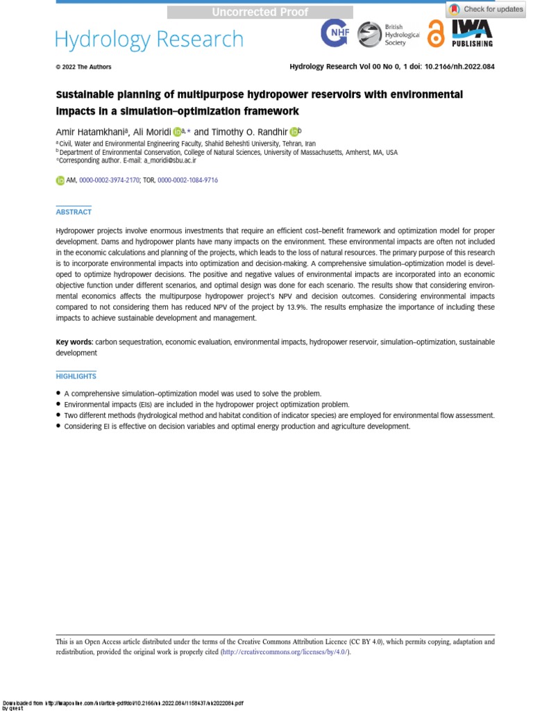 Sustainable Planning of Multipurpose Hydropower Reservoirs With ... Sustainable Planning of Multipurpose Hydropower Reservoirs With ...