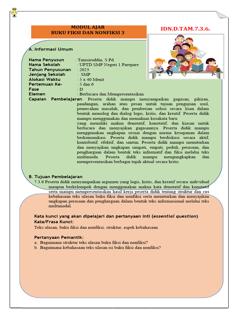 Modul Ajar Bahasa Indonesia - 7-3-6 Menelaah Struktur & Kebahasaan Teks ... Modul Ajar Bahasa Indonesia - 7-3-6 Menelaah Struktur & Kebahasaan Teks ...