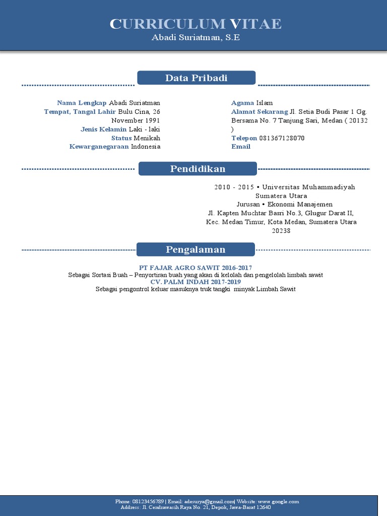 Contoh CV Word 2 | PDF