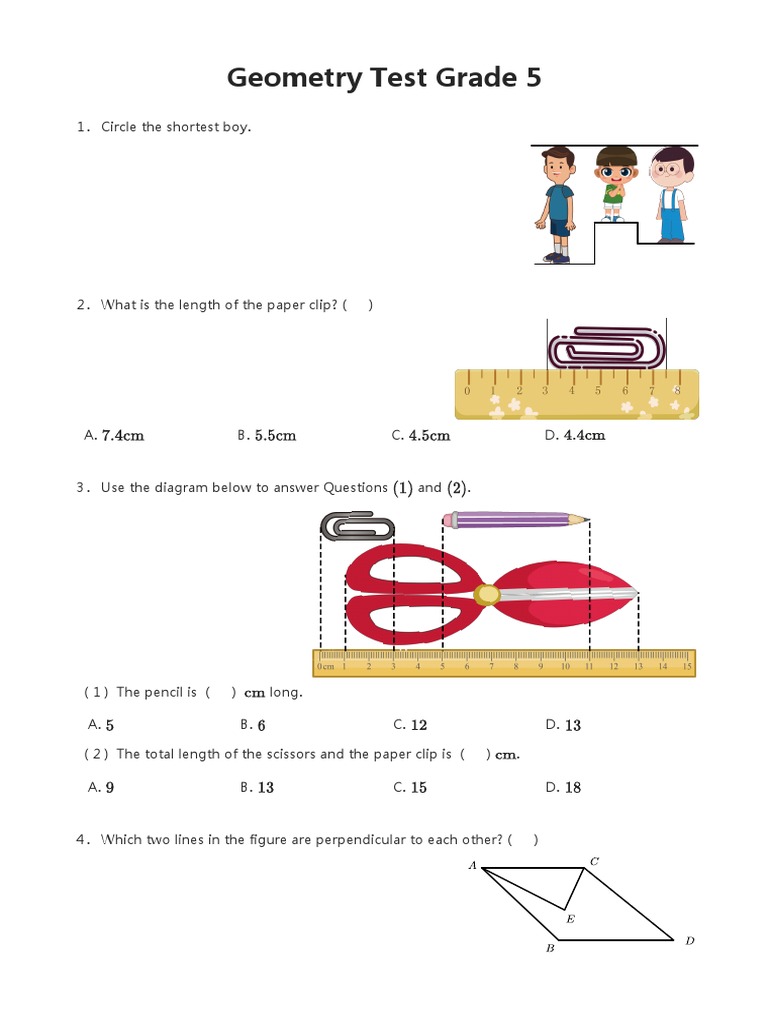 Geometry Test Grade 5 | PDF | Science & Mathematics | Computers