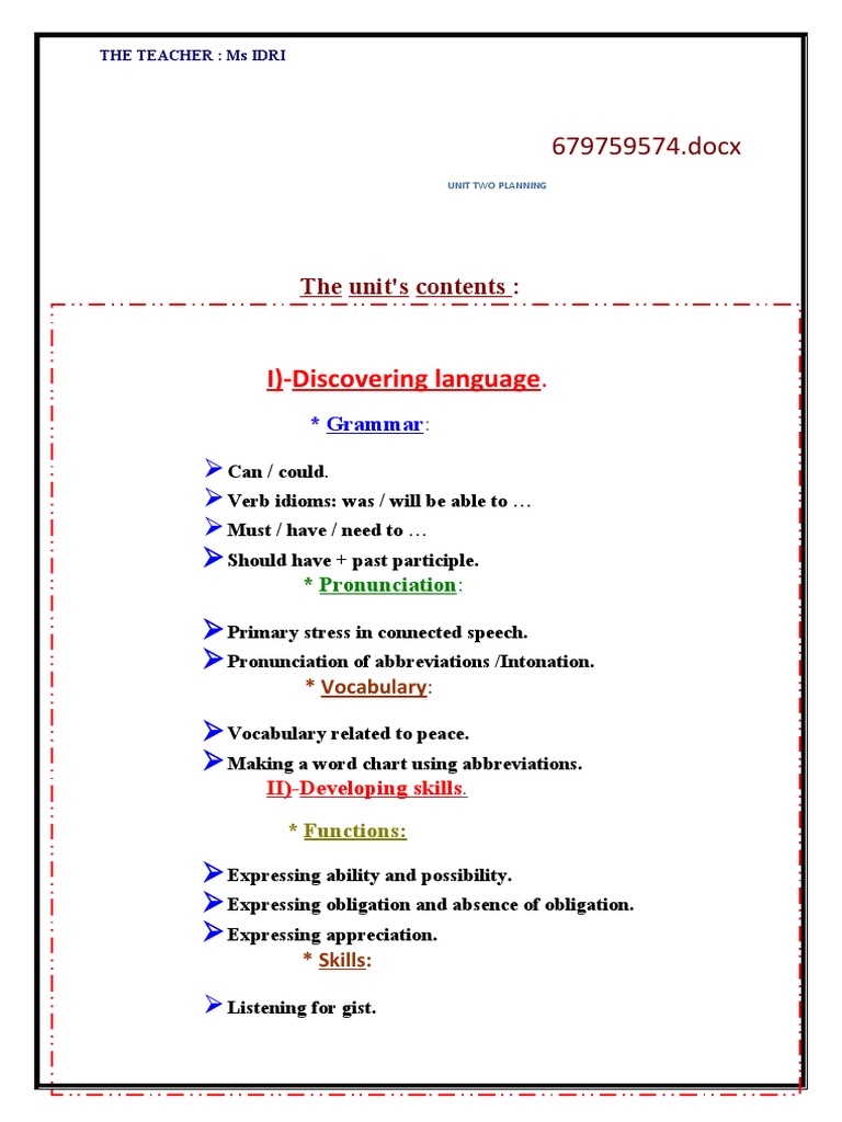 Unit Two. Make Peace | PDF | Lesson Plan | Question