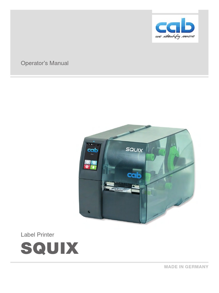 Operator Manual Squix | PDF | Usb | Printer (Computing)