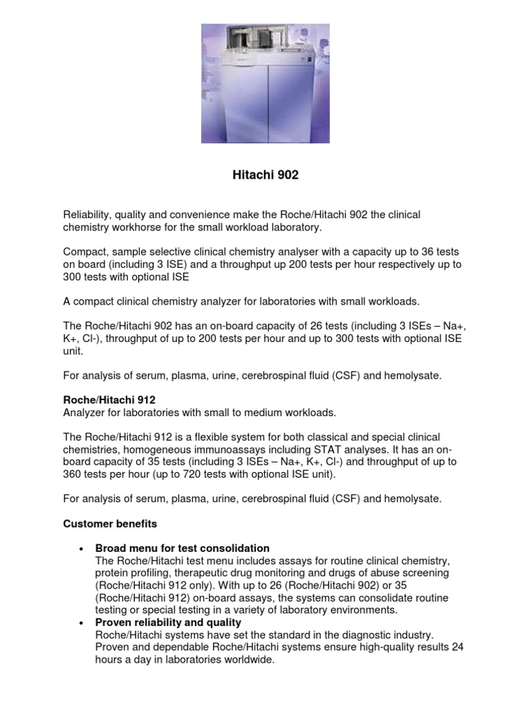Hitachi 902 Chemistry Analyzer | PDF