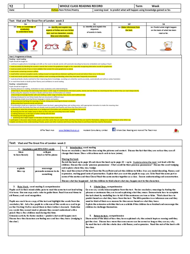 WCR Y2 VLAD and The Great Fire of London Week 2 Plan | PDF | Reading ...