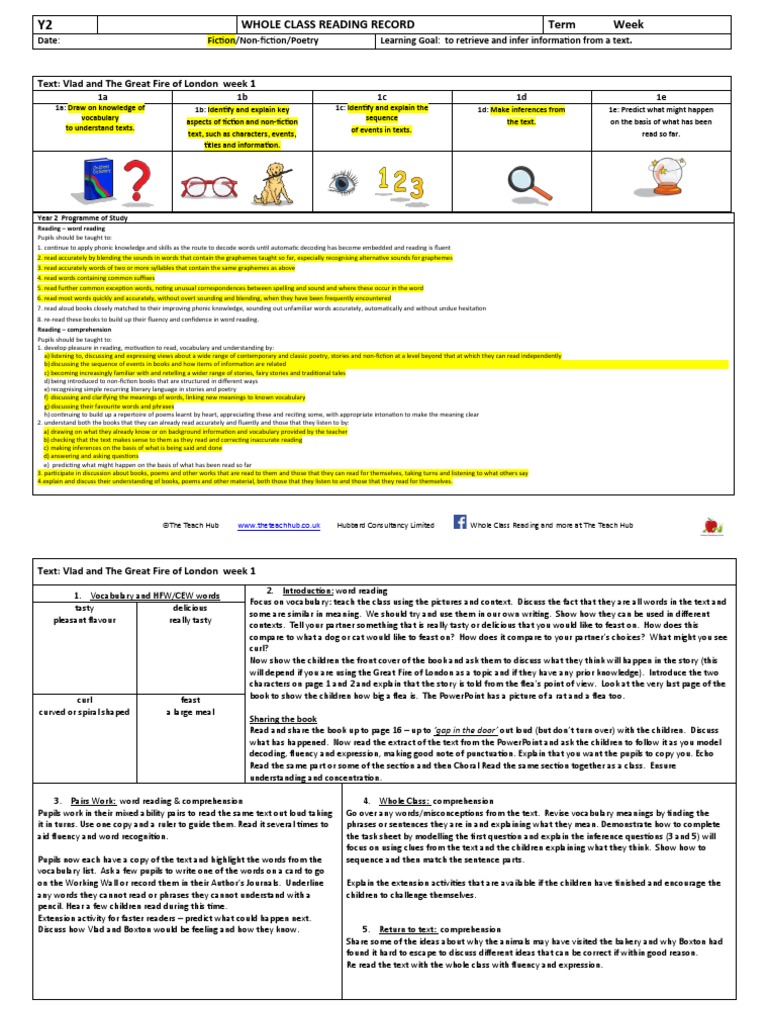 WCR Y2 VLAD and The Great Fire of London Week 1 Plan | PDF | Reading ...