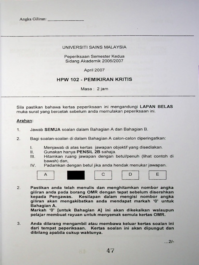 Juh 102 - Pemikiran Kritis | PDF