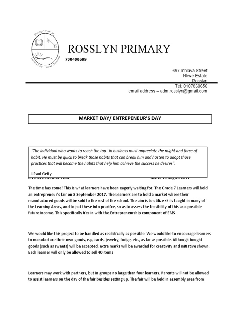 Market Day Letter 2 | PDF