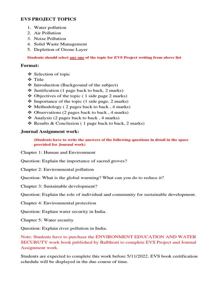 EVS Project Writing Format | PDF