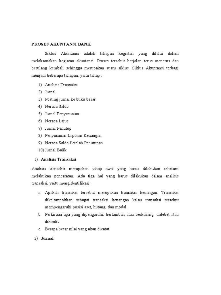 PROSES AKUNTANSI BANK - Docx (Tugas) | PDF
