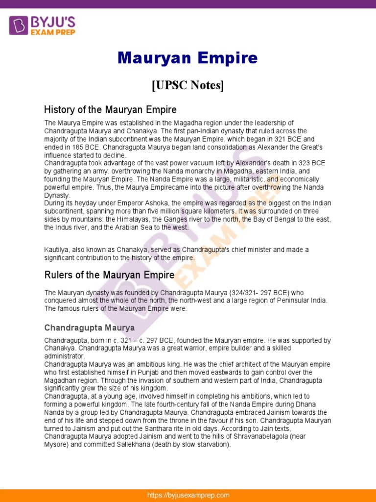 Mauryan Empire Upsc Notes 34 | PDF | Ashoka
