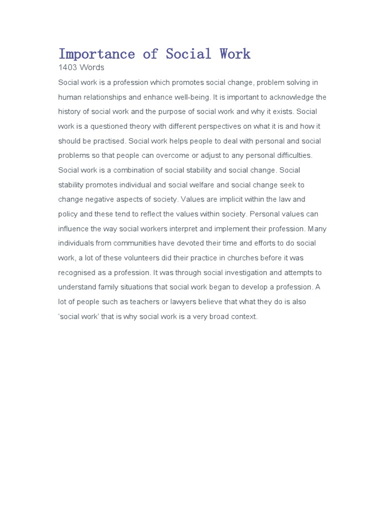Understanding the Importance of Social Work | PDF | Career & Growth