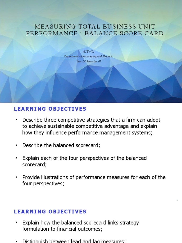 Balance Score Card | PDF | Strategic Management | Performance Indicator