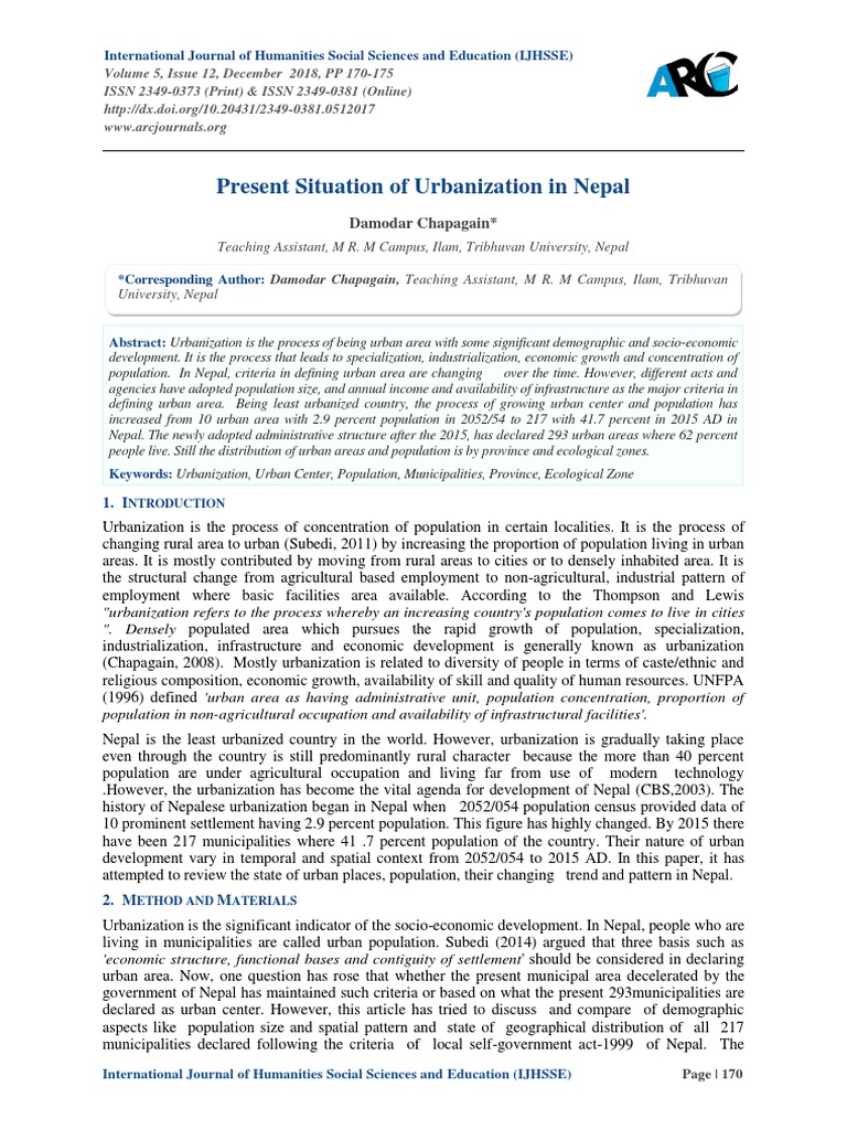 Urbanization Trends in Nepal: 2018 Analysis | PDF | Urbanization ...