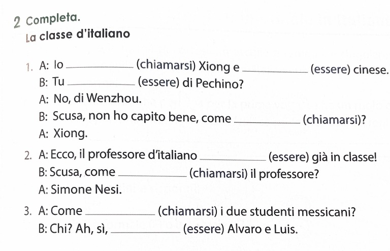 Chiamarsi Ed Essere - Esercizio | PDF