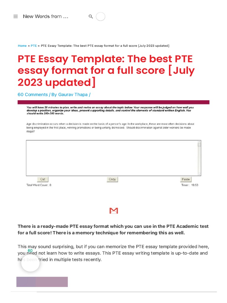 PTE Essay Template - The Best PTE Essay Format For A Full Score (July ...