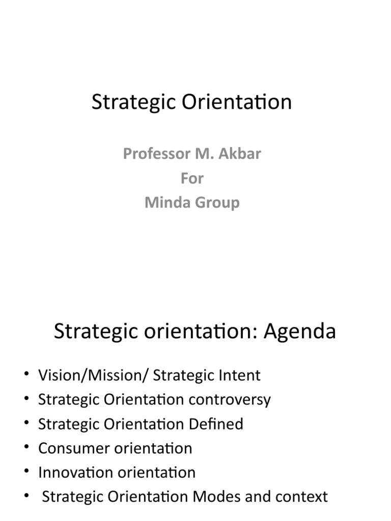 Strategic Orientation Minda | PDF | Marketing | Innovation