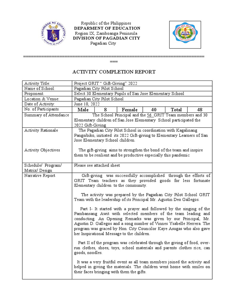 2022 GRIT Team Git Giving Completion Report | PDF