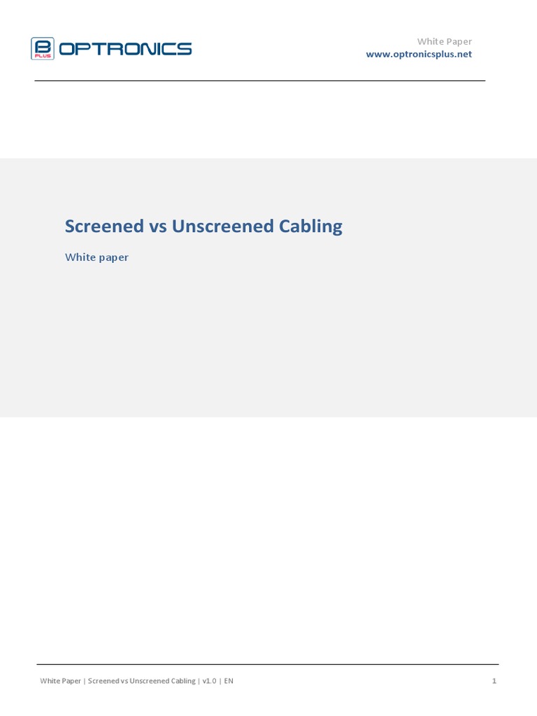 OP Screened Vs Unscreened Cabling White Paper Rev.1.0 | Download Free ...