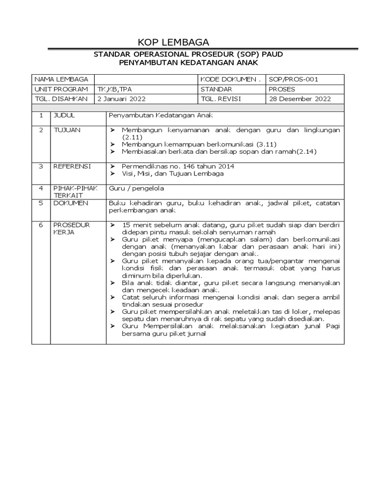 Sop Pembelajaran | PDF | Karier & Perkembangan
