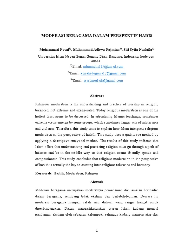 Kel 13 - Moderasi Beragama Dalam Perspektif Hadis | PDF | Sains & Matematika | Agama & Spiritualitas