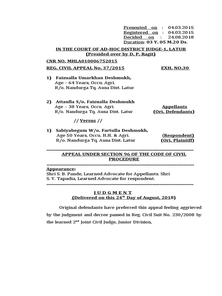Civil Appeal Judgment on Property Dispute | PDF | Lawsuit | Specific ...