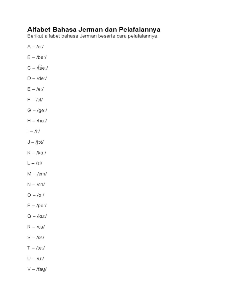 Alfabet Bahasa Jerman dan Pelafalannya | PDF