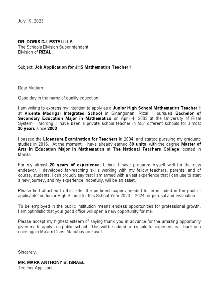 Letter of Intent Addressed To The SDS | PDF
