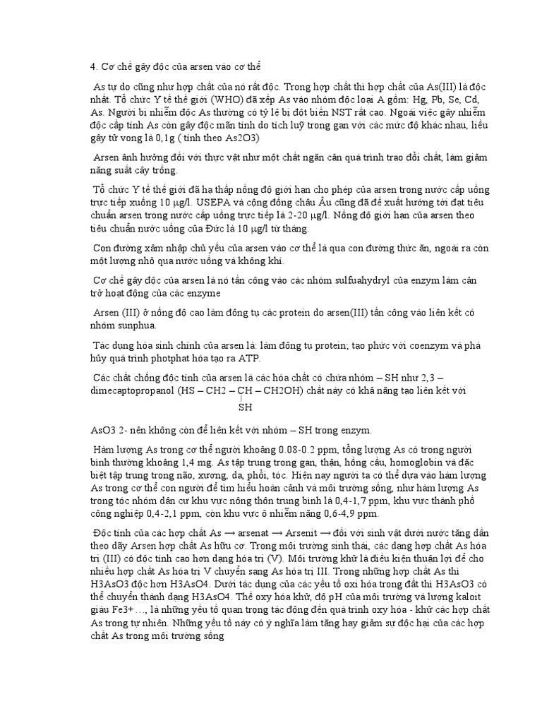 Cơ chế gây độc asen | PDF