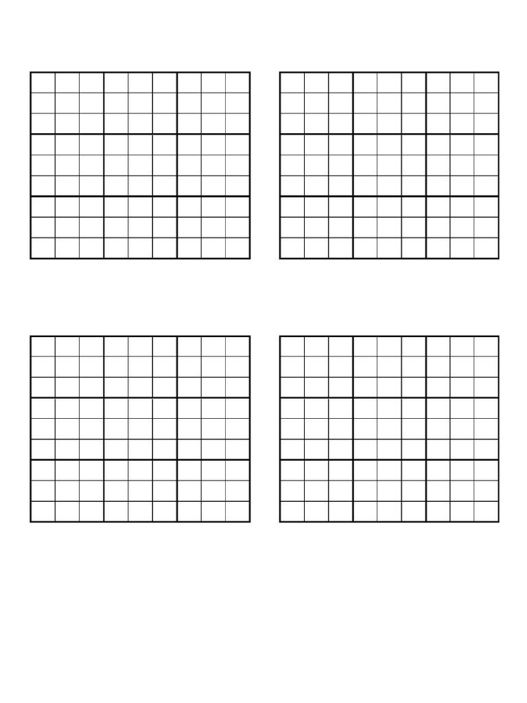 Sudoku Printable Empty Grids 4 per page | PDF