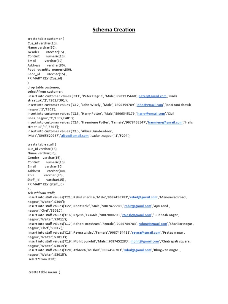 Schema Creation | PDF