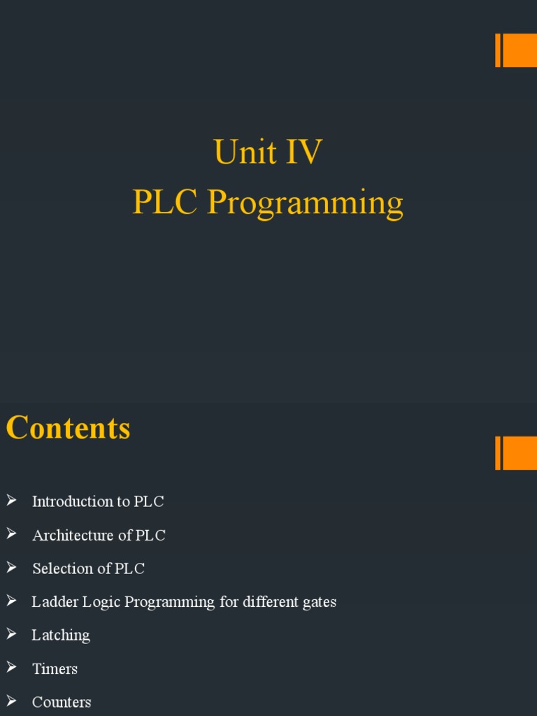 Unit IV PLC Programming | PDF | Programmable Logic Controller | Central Processing Unit