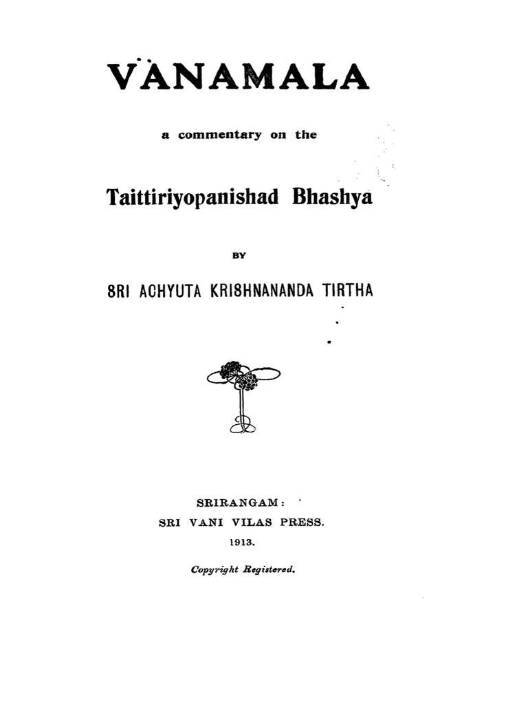 Taittiriyopanishadbhashya (Vanamala) - Sri Achyuta Krishnananda Tirtha ...