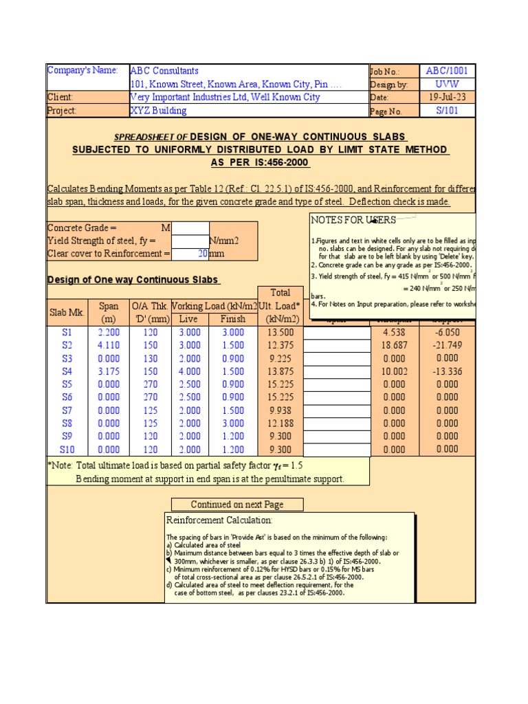 SLABS Design | PDF | Bending | Concrete