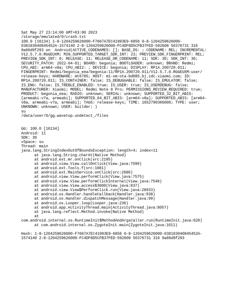 Crash | PDF | Android (Operating System) | Java (Programming Language) Crash | PDF | Android (Operating System) | Java (Programming Language)