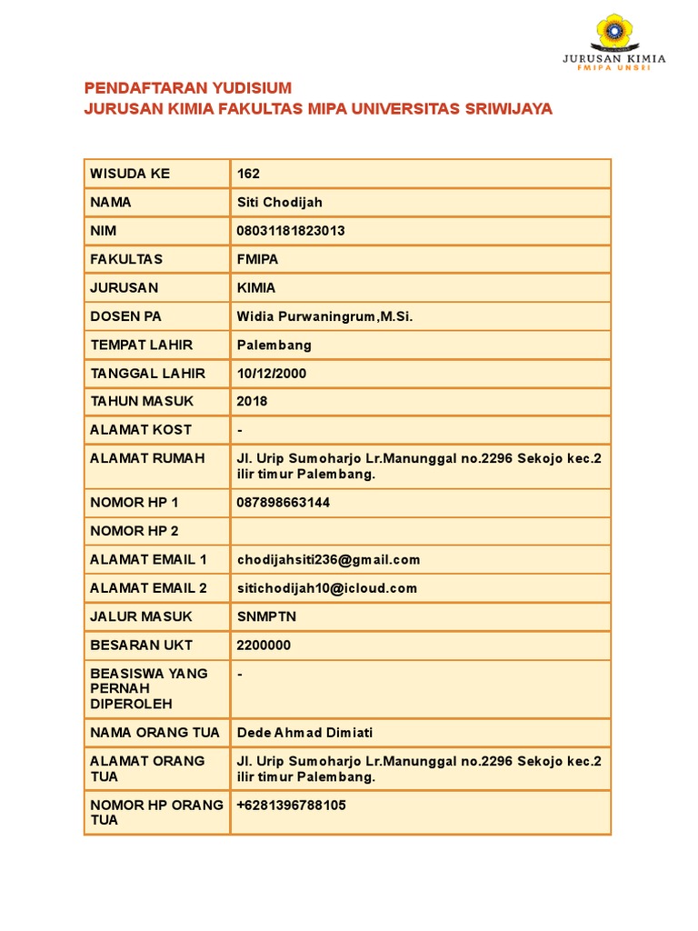 Formulir Pendaftaran Yudisium Nama Pdf
