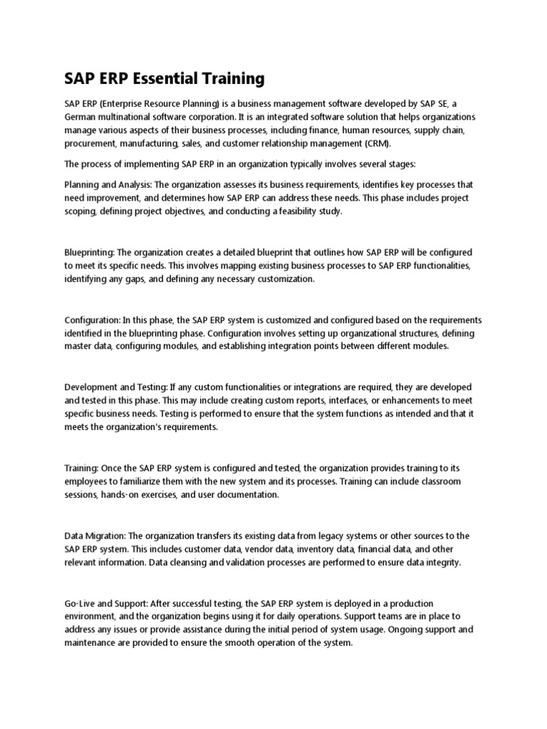 SAP ERP Essential Training | PDF | Enterprise Resource Planning ...