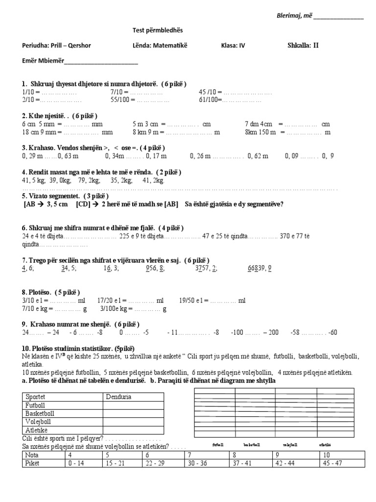 Test Matematika 4 | PDF