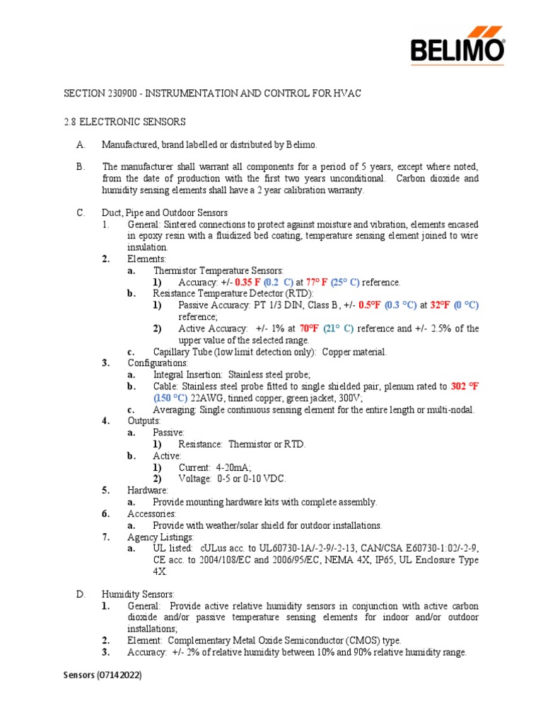 Belimo Sensors Master-Format En-Us | PDF | Sensor | Flow Measurement