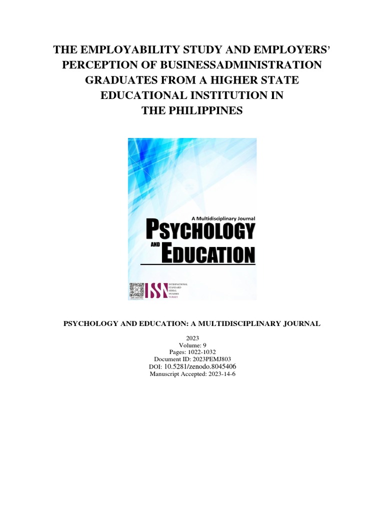 The Employability Study and Employers' Perception of Business ...