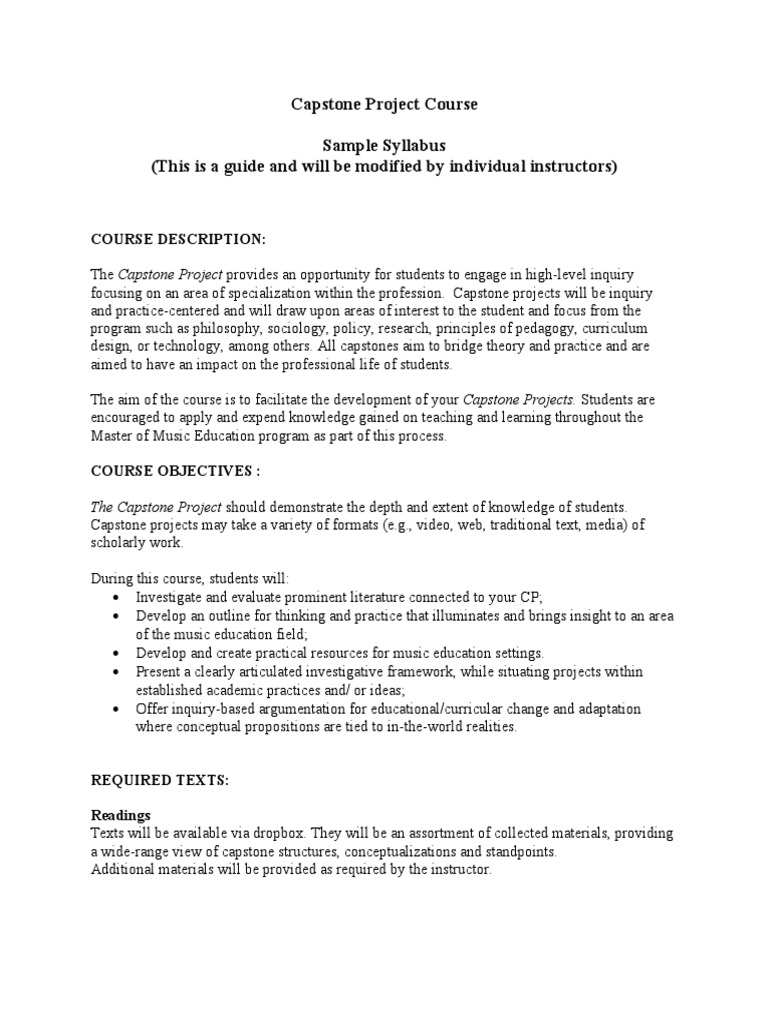Capstone Course Sample Syllabus | PDF