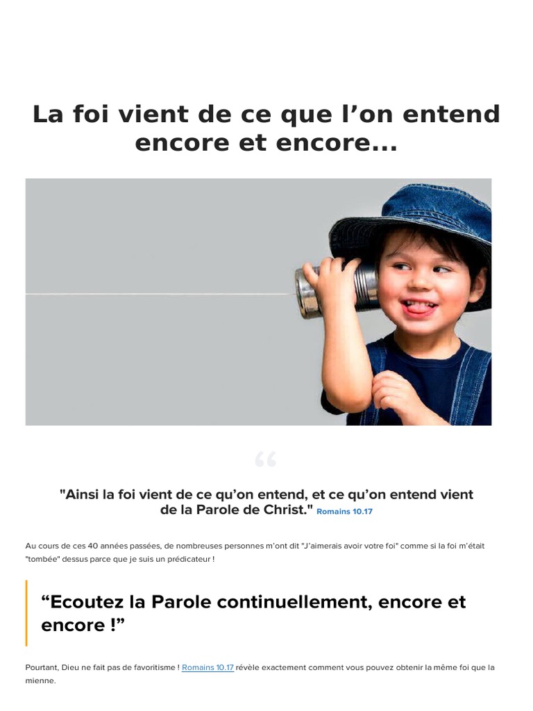 La Foi Vient de Ce Que L Entend Encore Et Encore | PDF