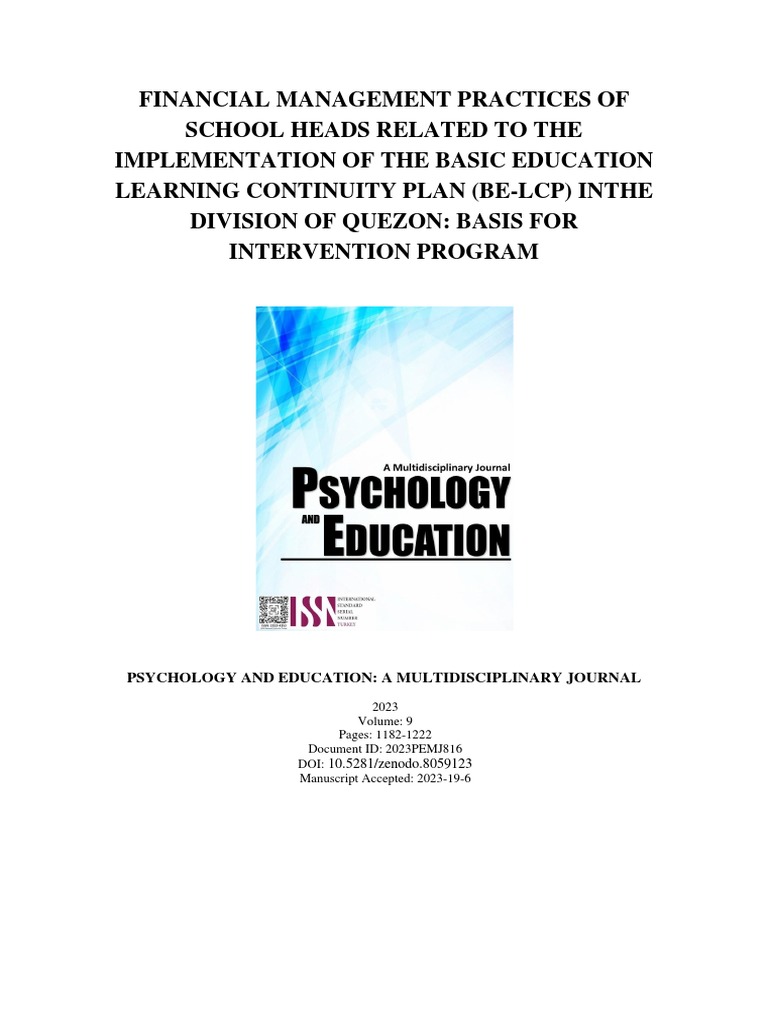 Financial Management Practices of School Heads Related To The ...