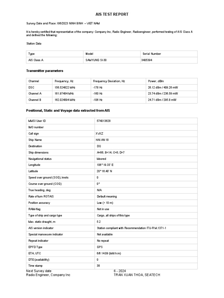 Ais Test Report | PDF | Telecommunications Engineering | Telecommunications