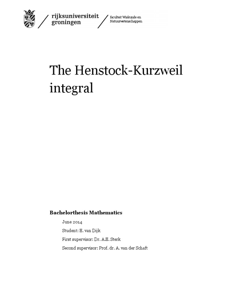 The Henstock Kurzweil Integral Pdf Integral Interval Mathematics 